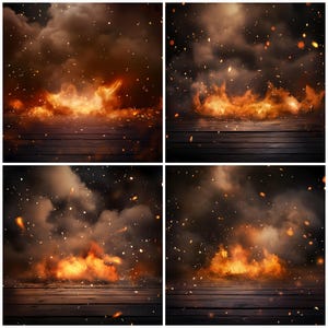 Smoke Fire and Sparks Digital Backdrop Overlay Set for Sports ...