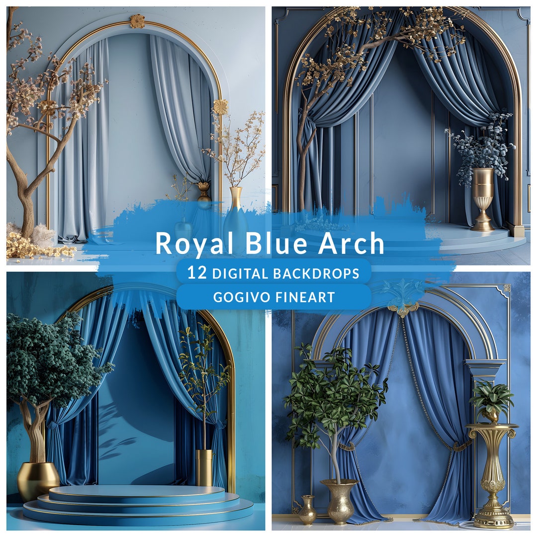 Luxury Blue Arches Maternity Digital Backdrop Overlays Wedding Digital ...