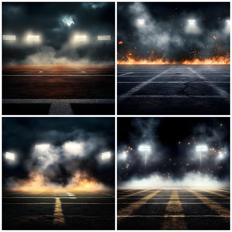 Smoky Stadium Digital Backgrounds, Sports Photography Backdrop, Sports ...