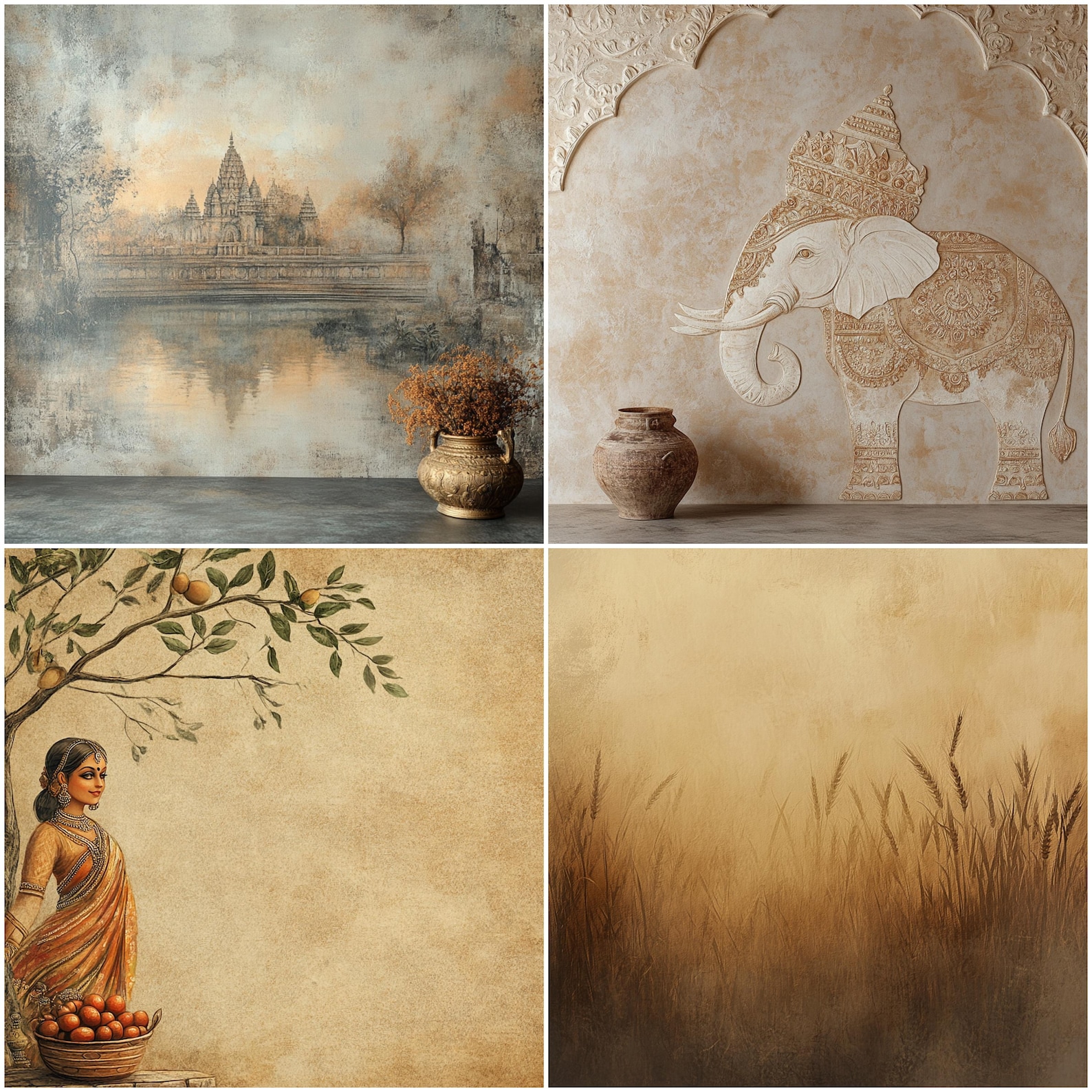 Indian Ethnic Fine Art Textures Digital Photo Backdrops, Old Master ...