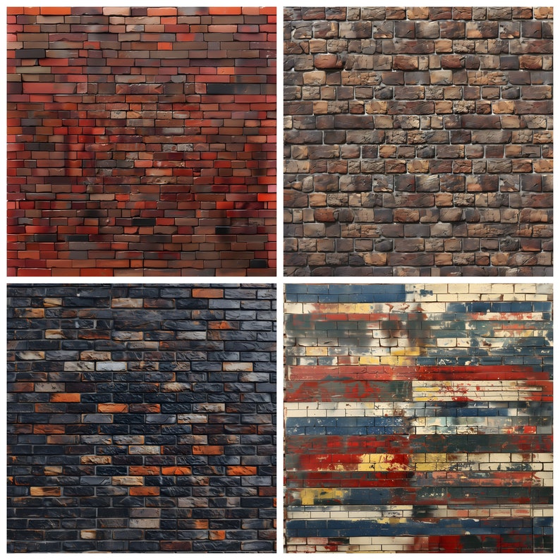 Modern Brick Wall Digital Photography Backdrop Photoshop Overlays ...