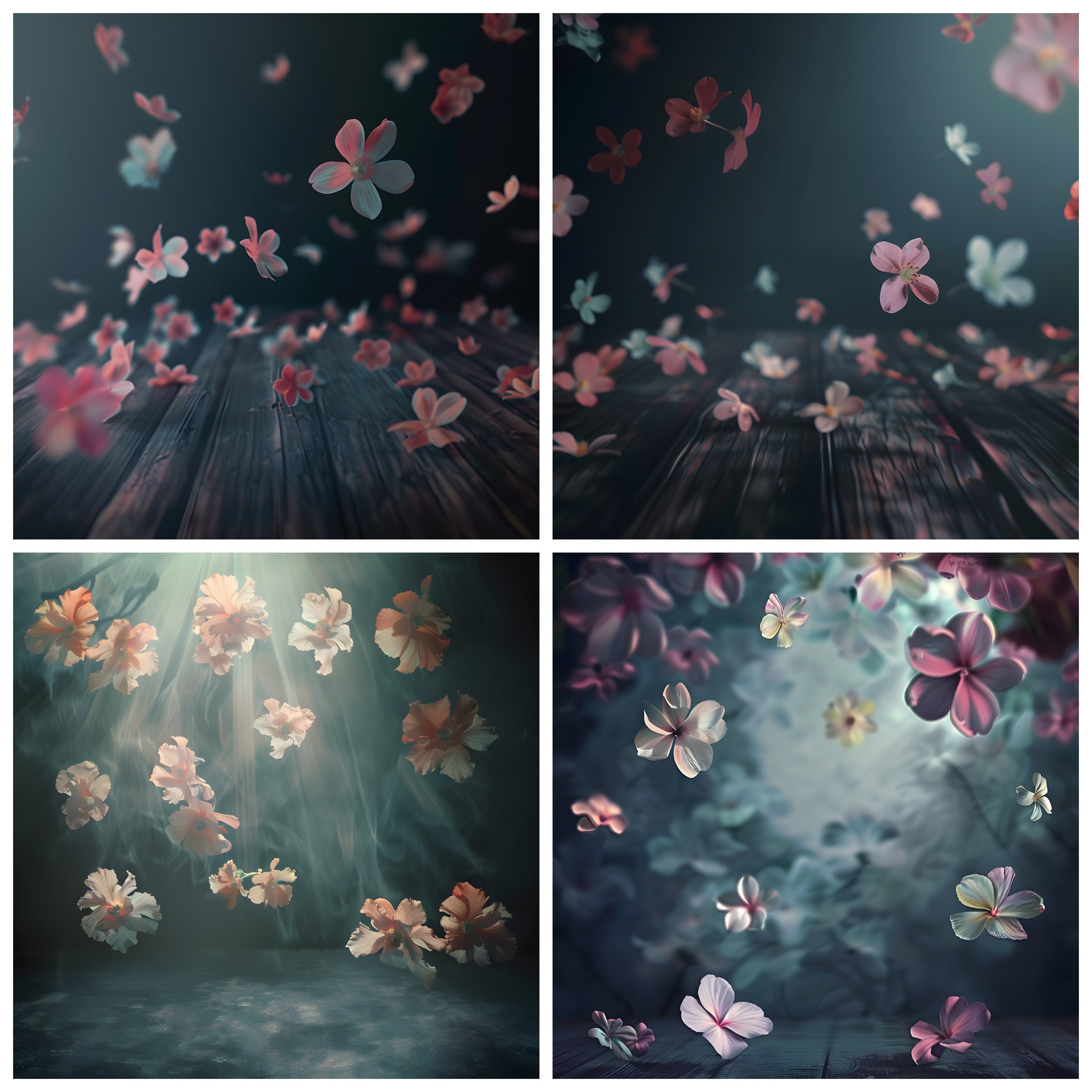 Floating Flowers Backgrounds Digital Backdrop Overlay Maternity ...