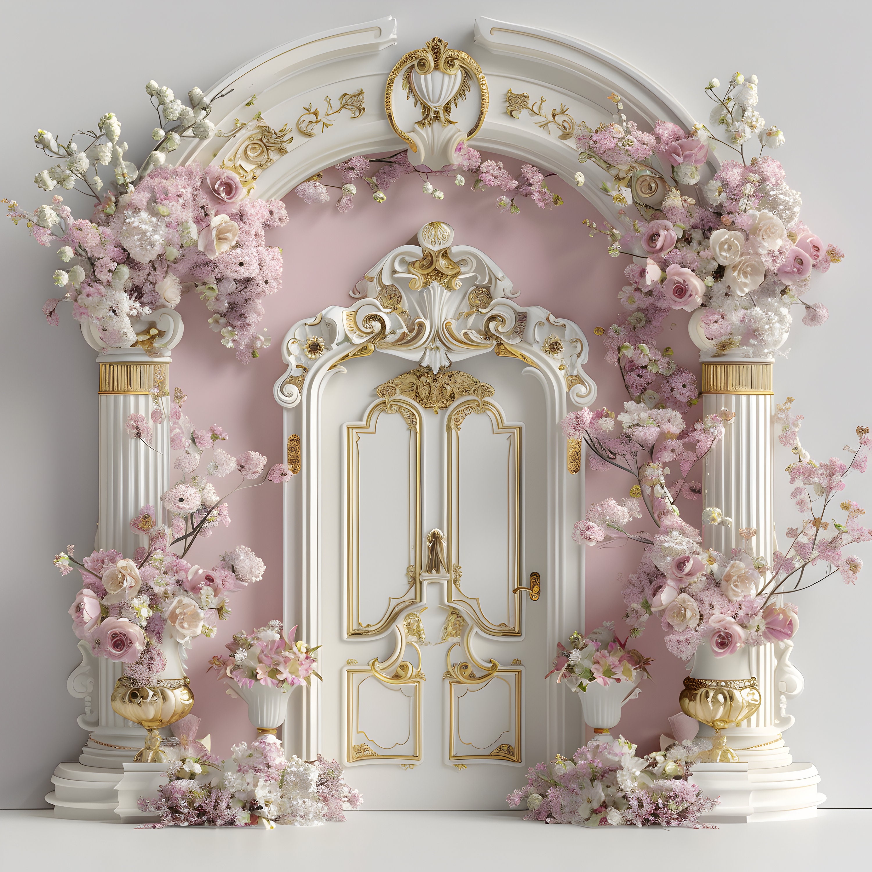 Pink and White Floral Storefront Background Floral Wall Maternity ...