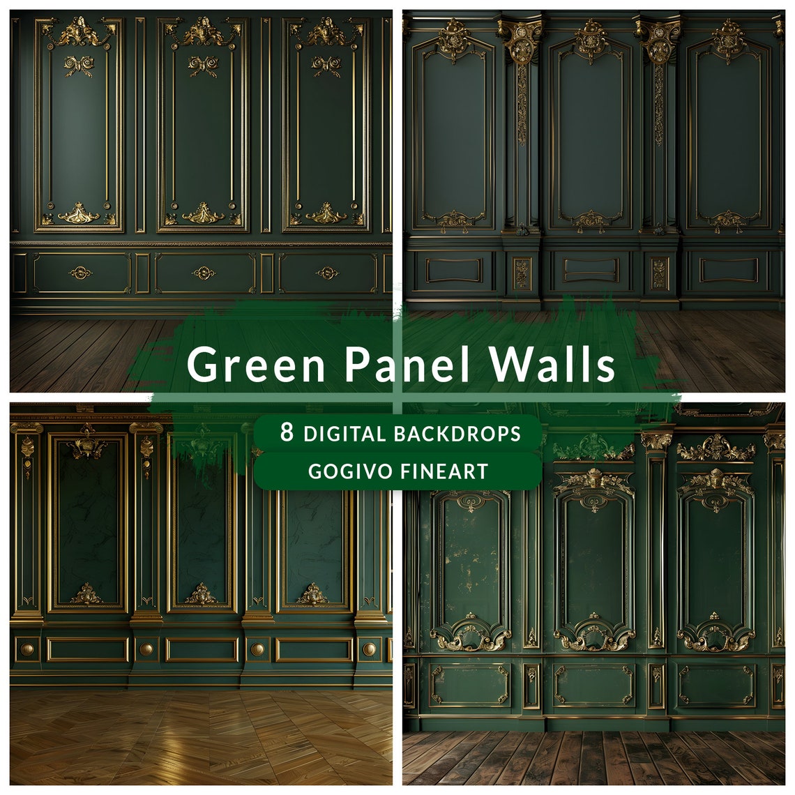 Green Panel Wall Digital Backdrop Set Maternity Digital Backdrop ...