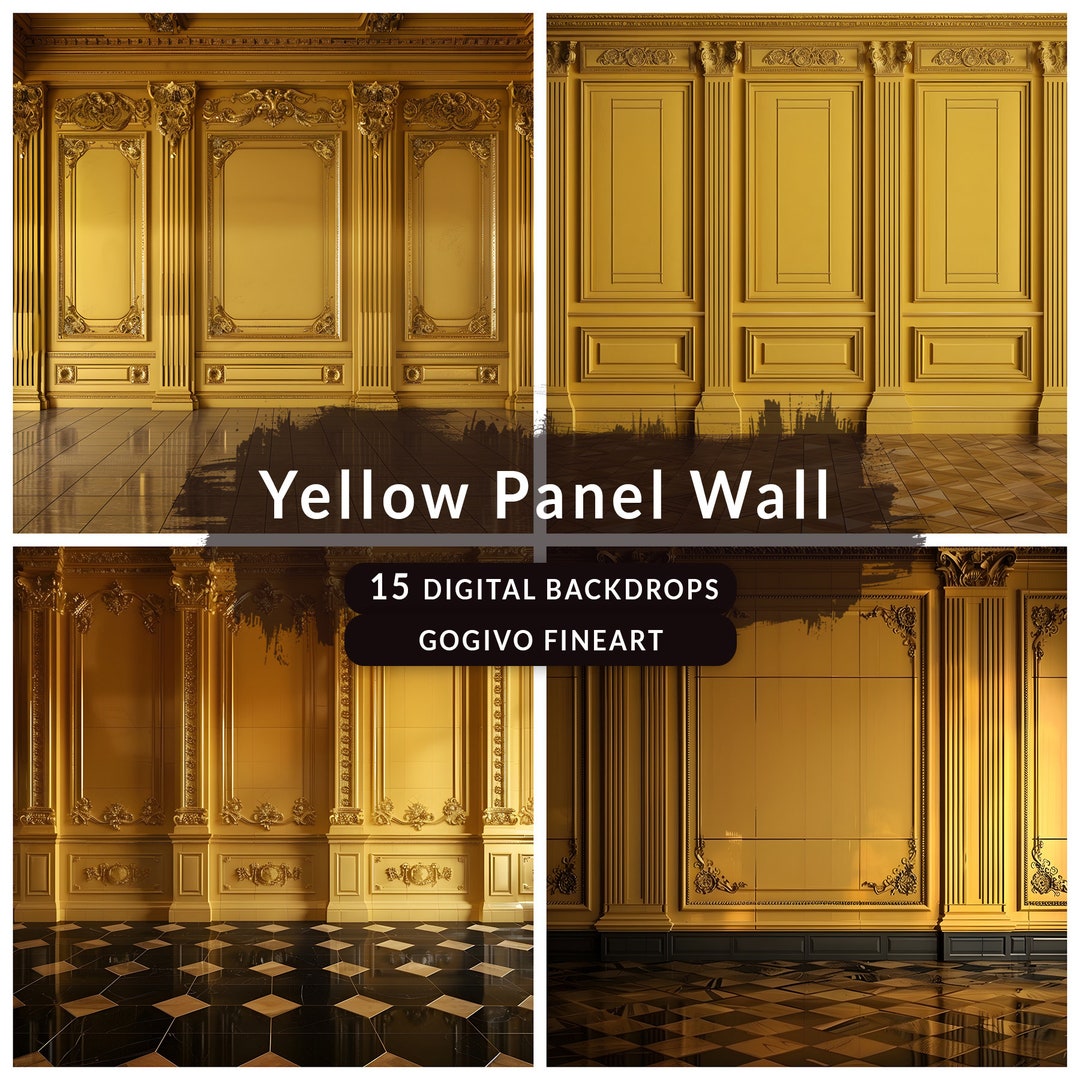 Yellow Panel Wall Digital Backdrop Set Maternity Digital Backdrop ...