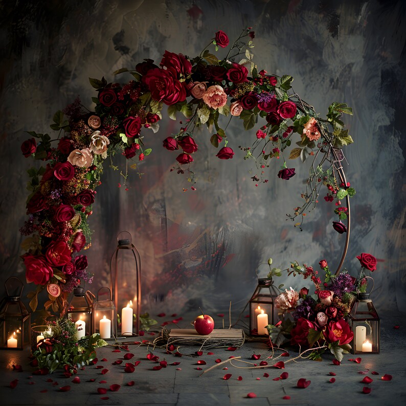 Red Floral Arches Digital Backdrops Maternity Digital Backdrop Overlays ...