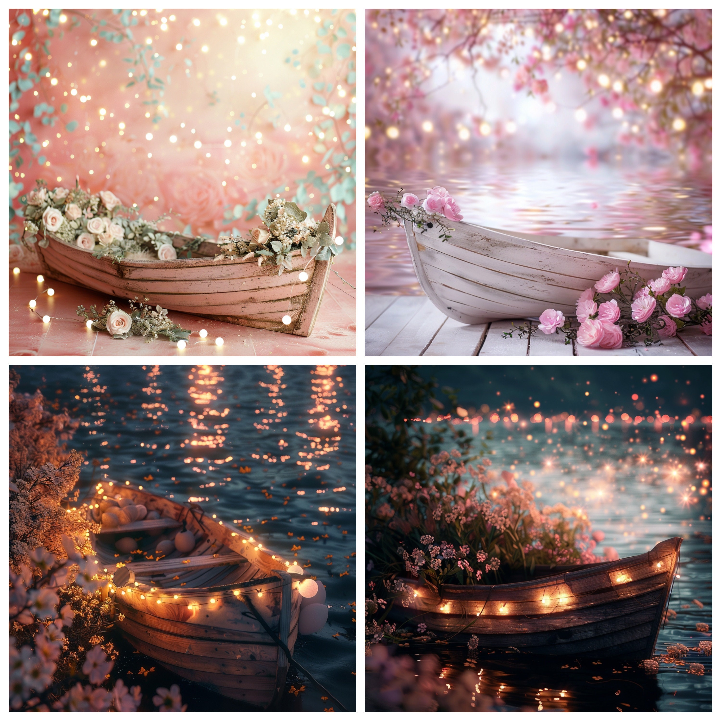 Floral Seas Set Maternity Digital Backdrops Floral Boat Backdrop ...