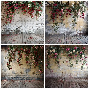 Floral Brick Wall Digital Backdrops Maternity Digital Backdrop Overlay ...