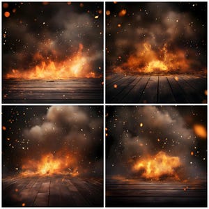 Smoke Fire and Sparks Digital Backdrop Overlay Set for Sports ...