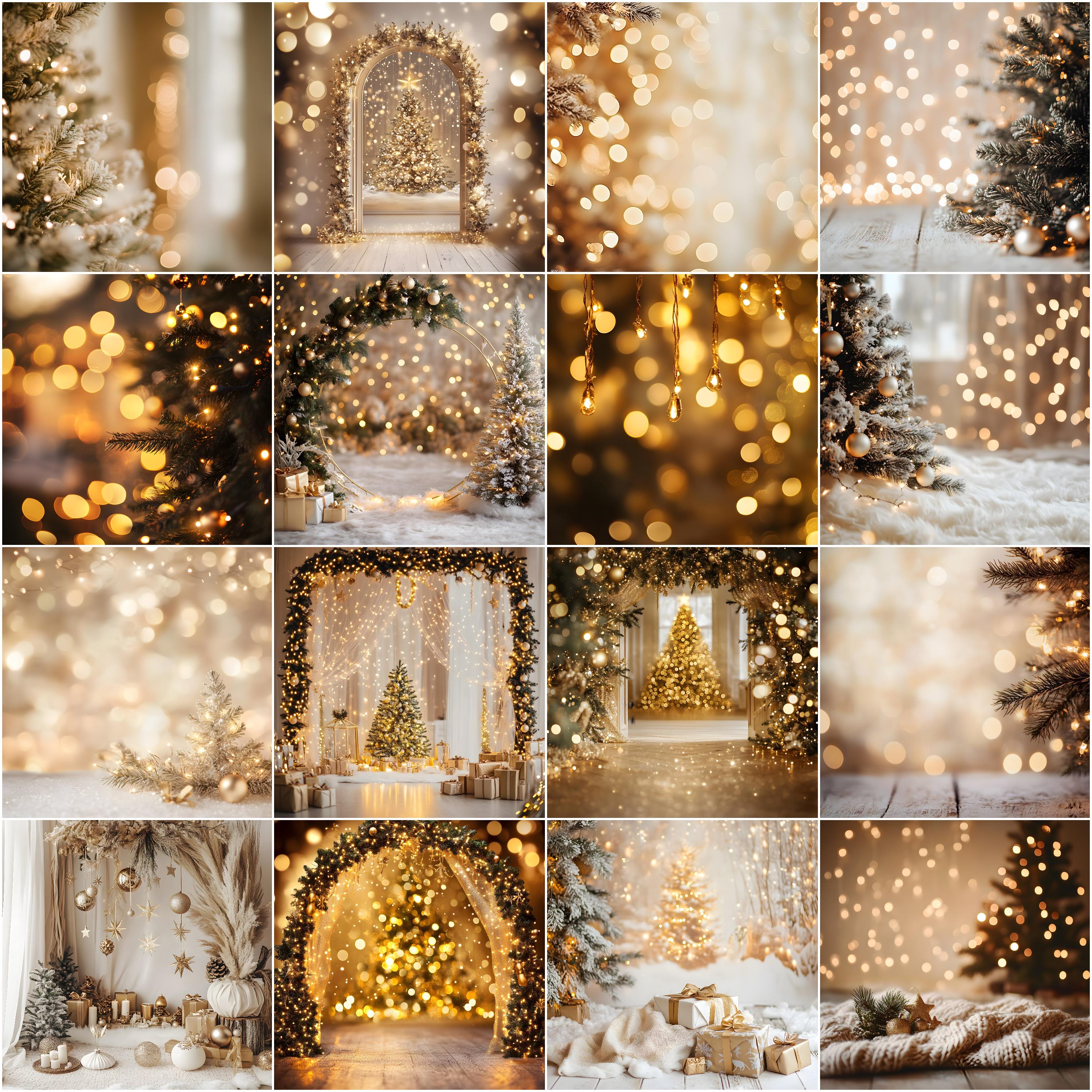 Christmas Gold Studio Digital Backgrounds, Christmas Bokeh Digital ...