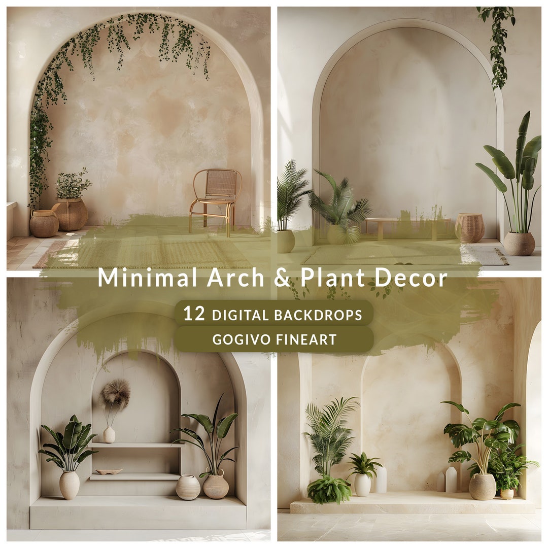 Minimal Arch Wall and Plant Decor Maternity Digital Photo Backdrop ...