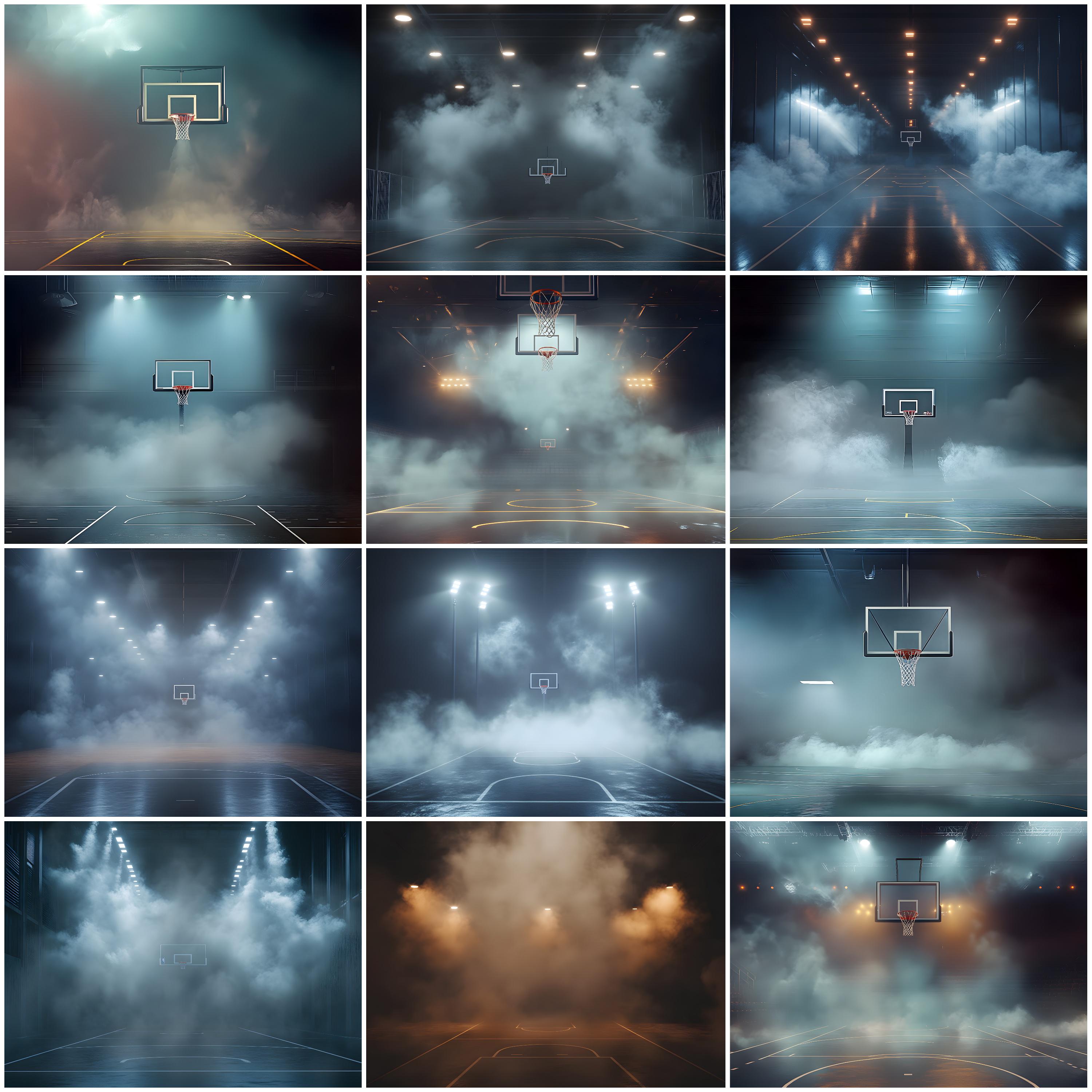 Basketball Court Digital Backdrops for Sports Photography | Fog, Smoke ...