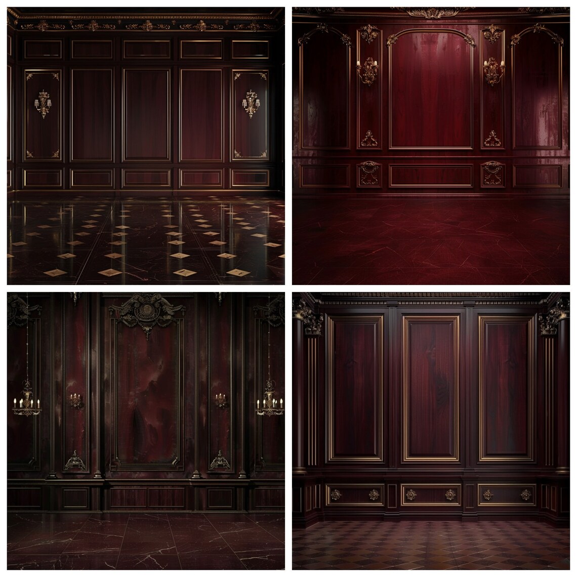 Maroon Panel Wall Digital Backdrop Set Maternity Digital Backdrop ...