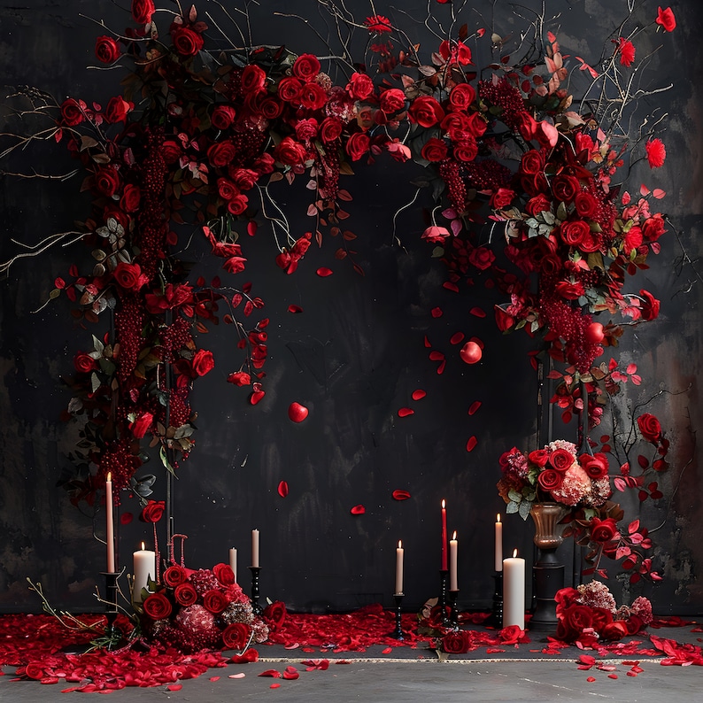 Red Floral Arches Digital Backdrops Maternity Digital Backdrop Overlays ...