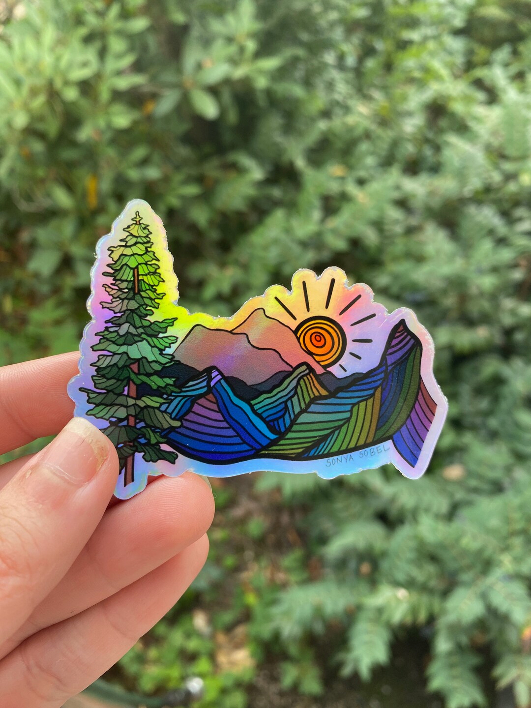 Holographic Colorful Mountain 3" X 2.3" Vinyl Sticker - Etsy