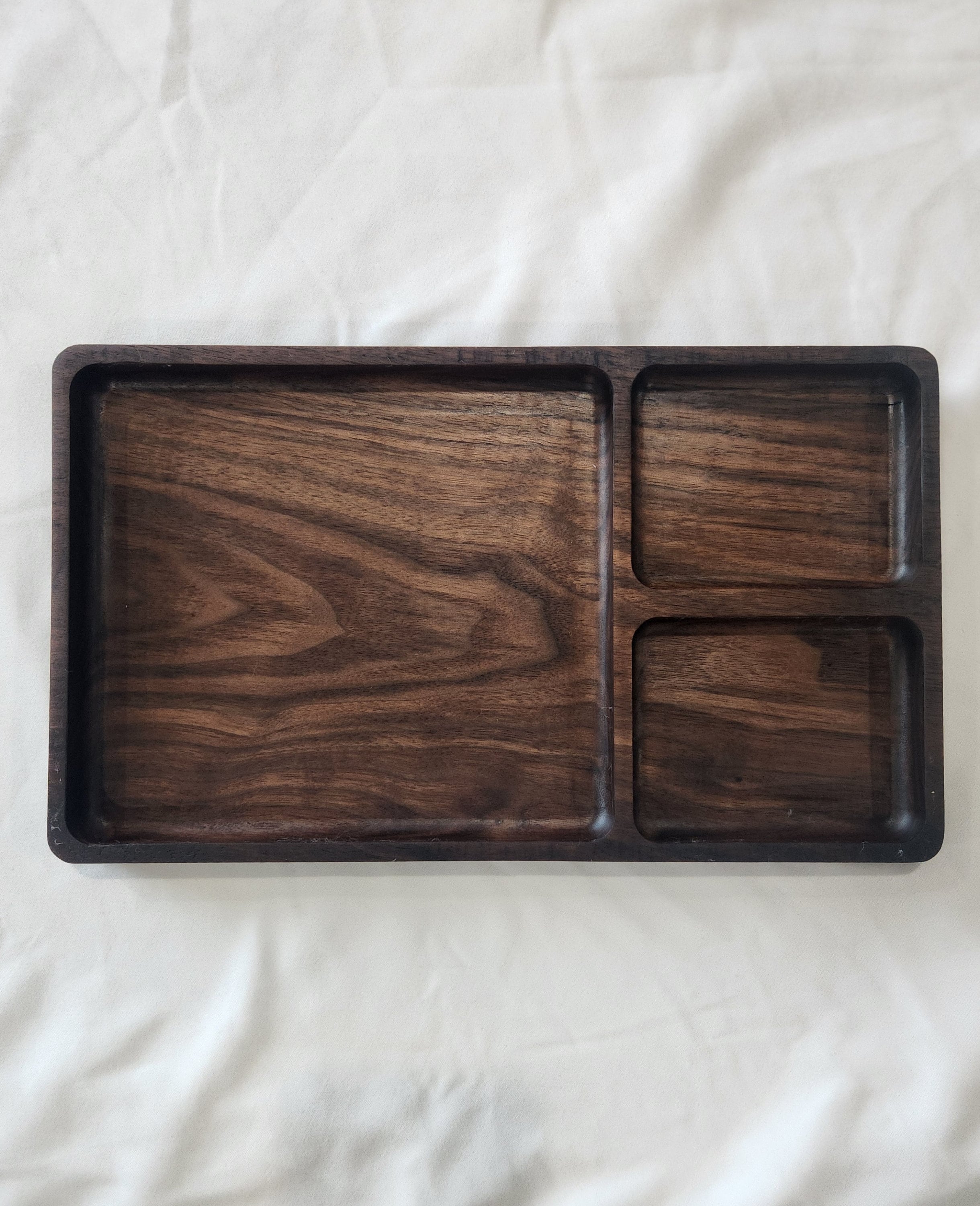 Hardwood Catch All Tray Three Compartment Large Valet Tray Decorative ...