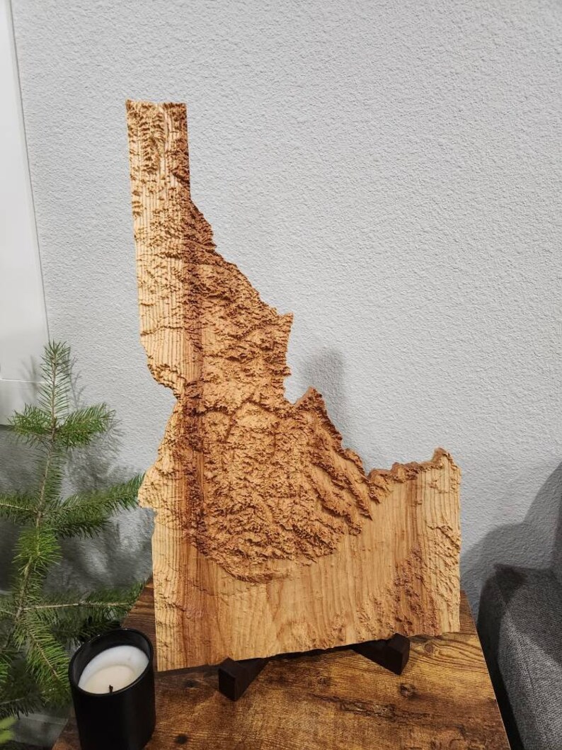 3D Wooden Map of Idaho | Wooden State Art | 3D Carving of Idaho - Etsy