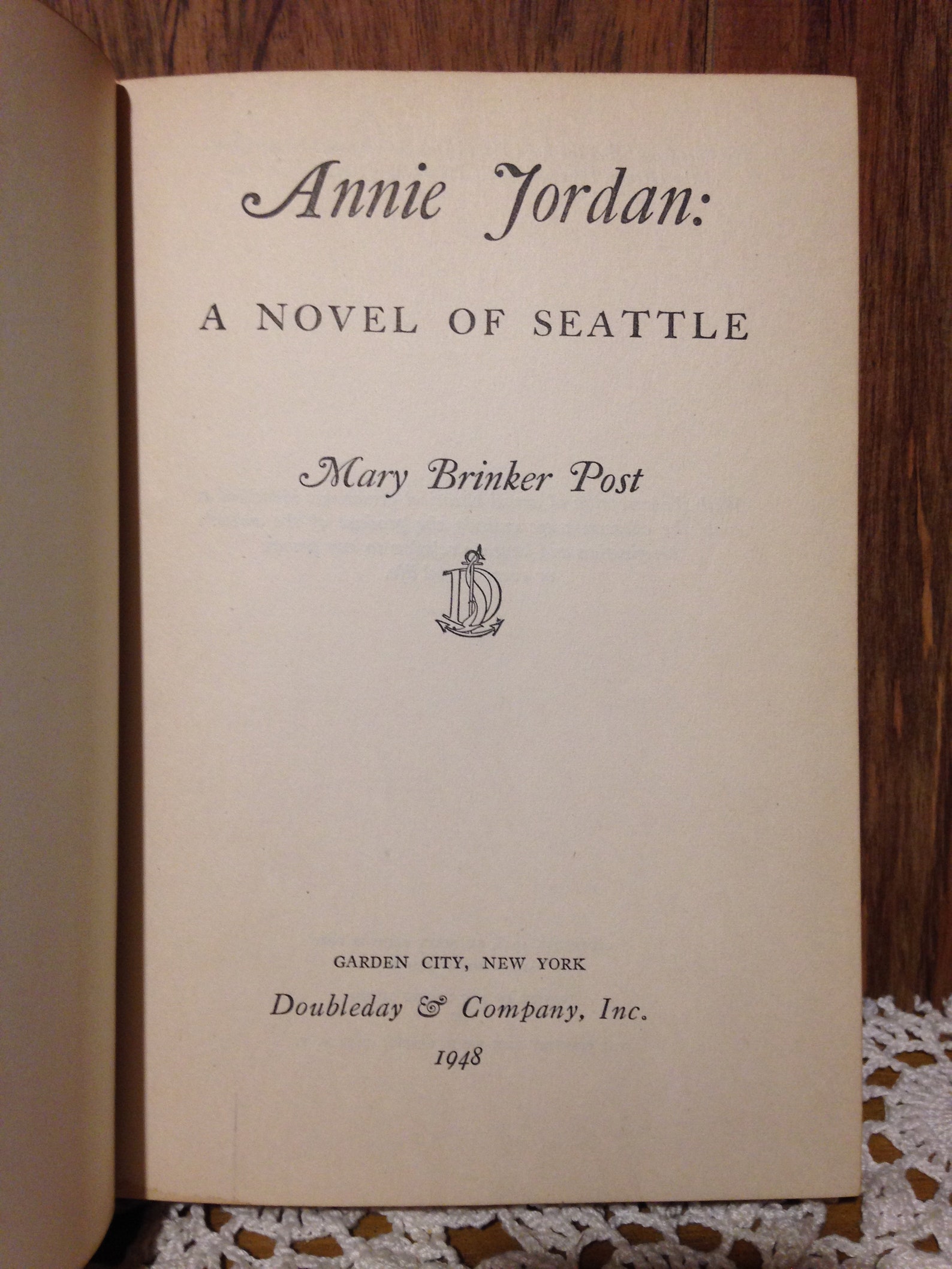 Annie Jordan A Novel of Seattle by Mary Brinker Post Copyright - Etsy