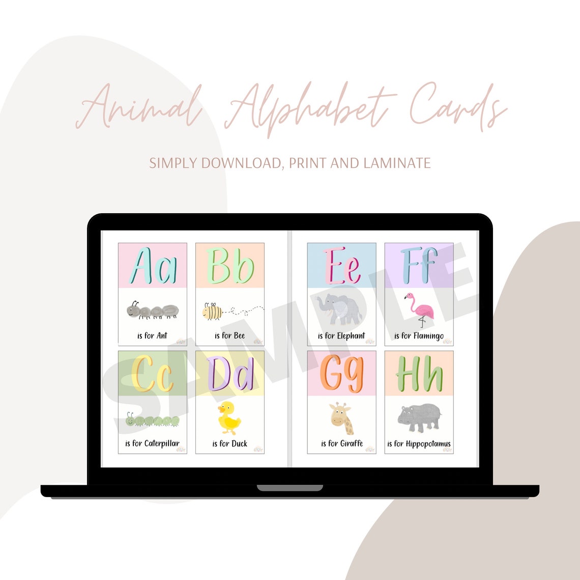 Animal Alphabet Flash Cards Printable - Etsy