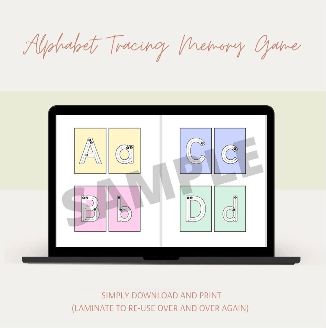 Alphabet Tracing Memory Game - Etsy