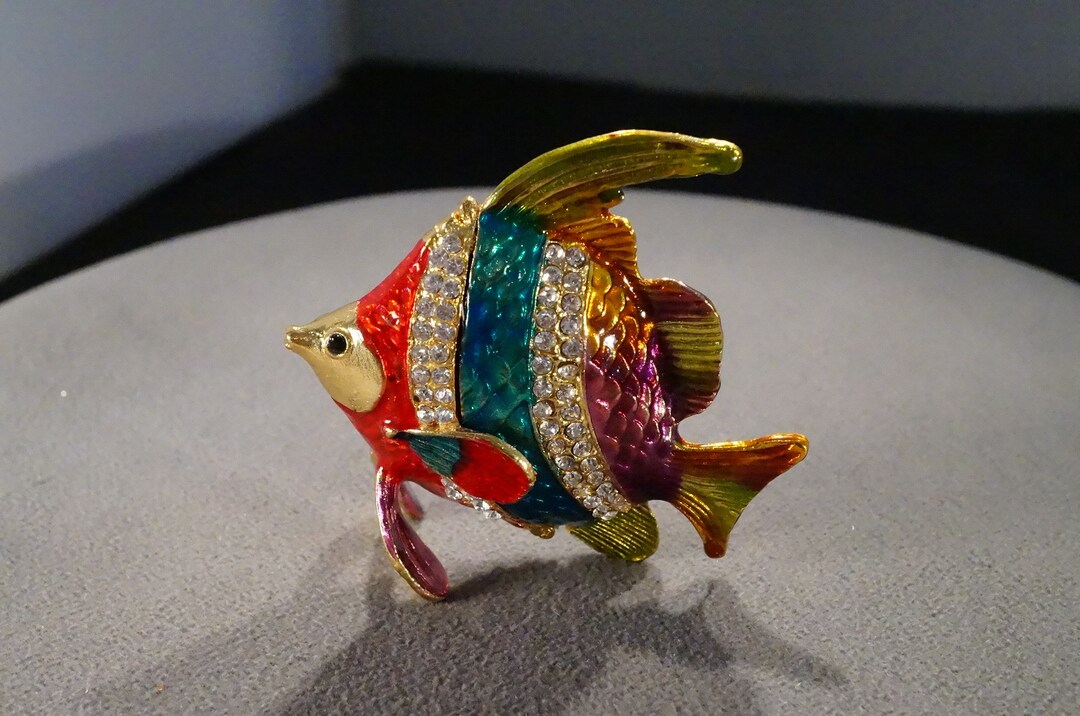 Vintage Ciel Collectables Fancy Fish Design Trinket Jewelry Hinged Box ...