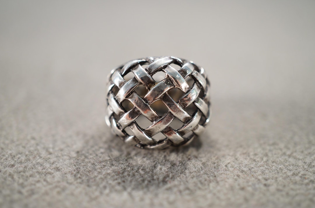 Vintage Sterling Silver Stacker Design Weaved Dome Design Ring Raised ...