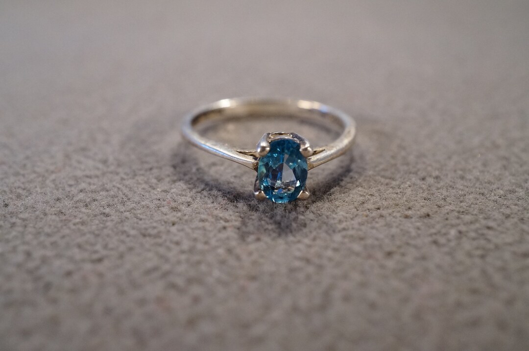 Vintage Wedding Band Stacker Design Ring Sterling Silver Oval Prong Set ...