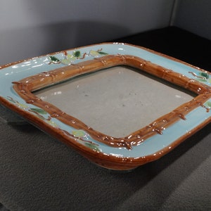 Vintage Ceramic Pottery Picture Frame Hand Painted Majolica Flower ...