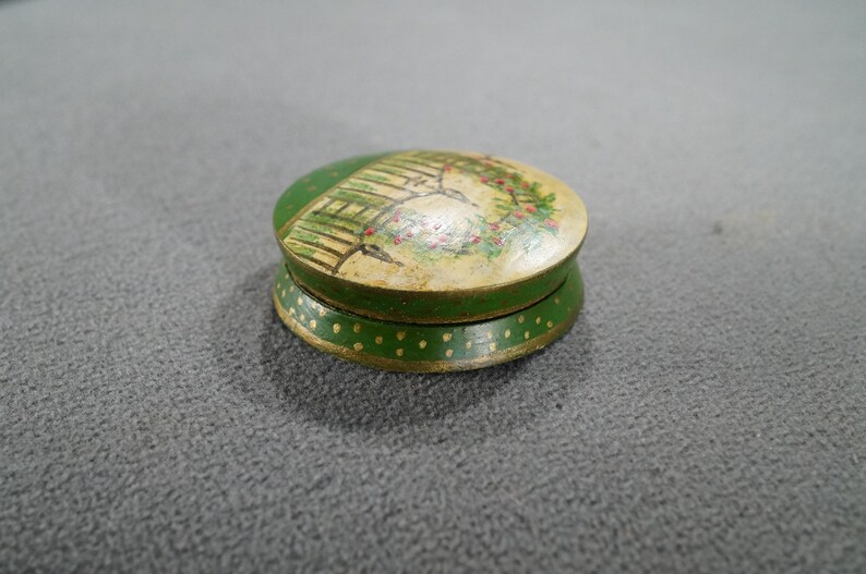 Antique Vintage Trinket Jewelry Box Artist Rendered Multi Colored Hand ...