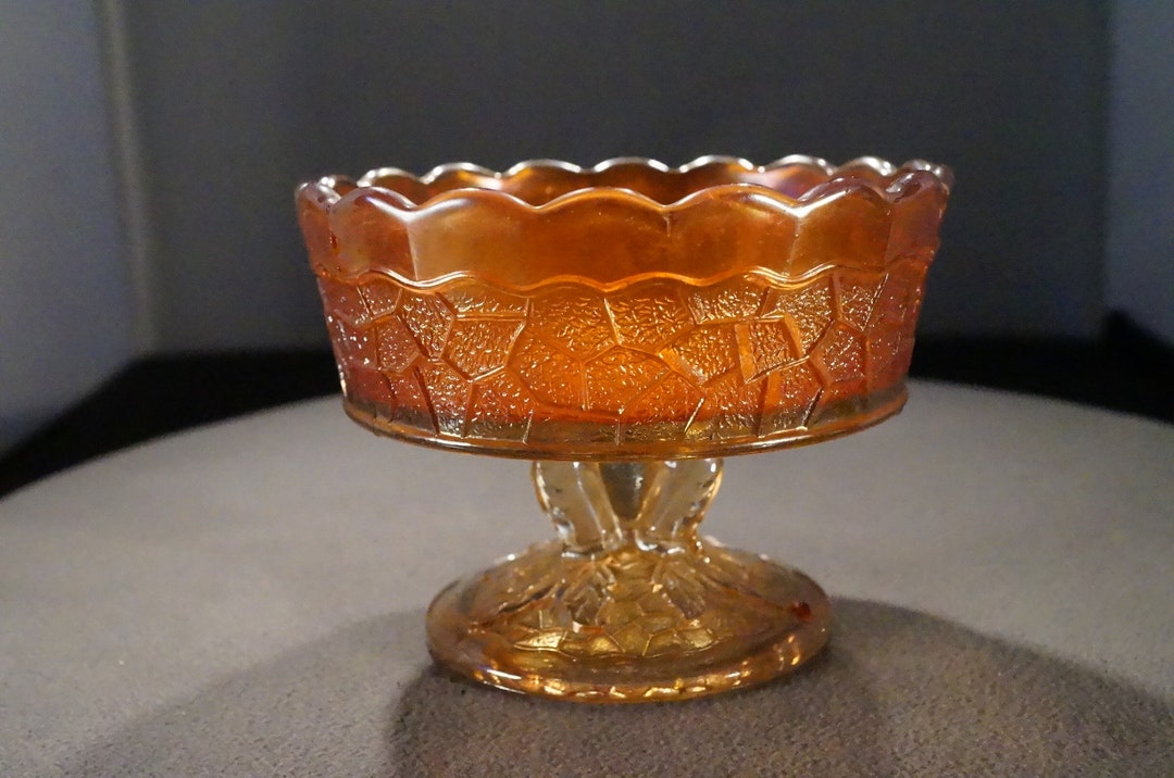Antique Vintage Dugan Carnival Glass Footed Dessert Dish Berry Bowl ...