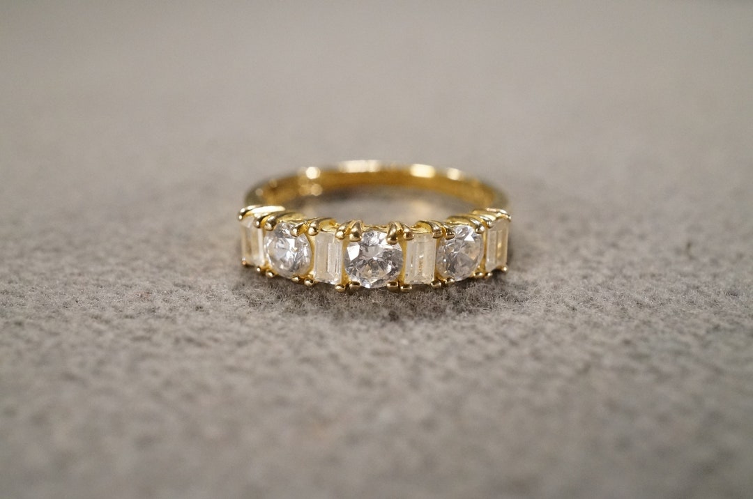 Vintage Wedding Band Stacker Design Ring Sterling Silver Yellow Gold ...