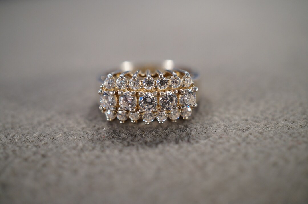 Vintage Wedding Band Stacker Design Ring Sterling Silver 19 Round Prong ...