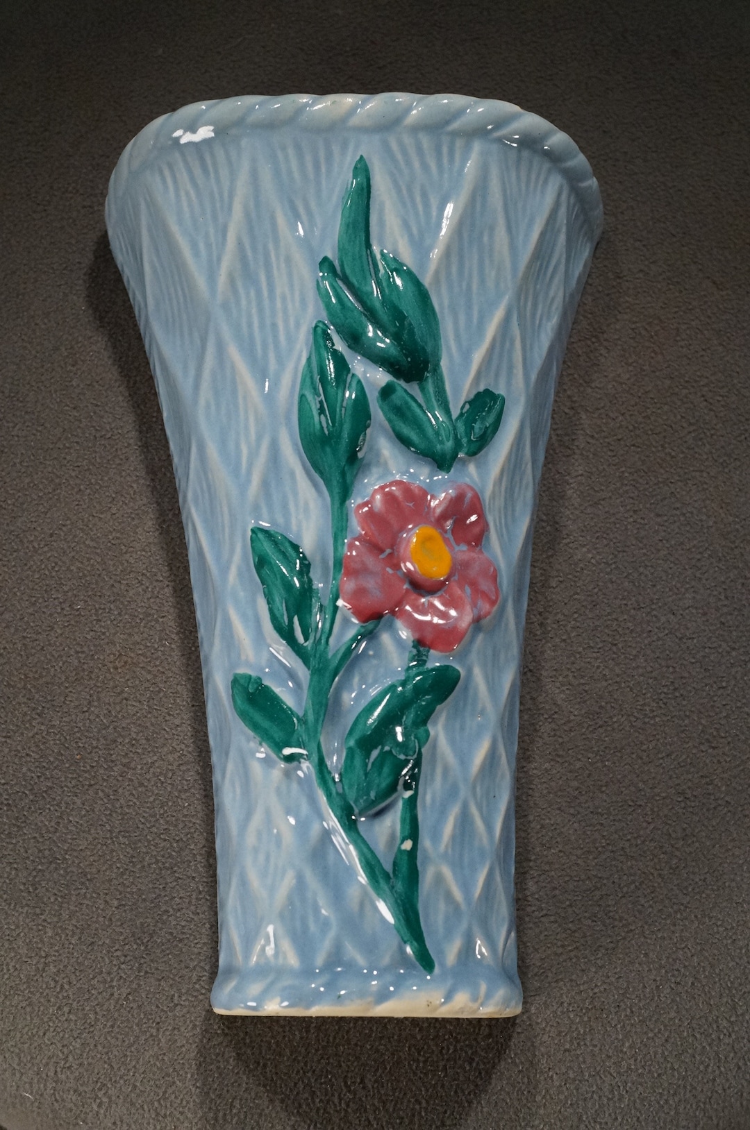 Antique Vintage Wall Pocket Wall Hanging Art Pottery Hand Painted ...
