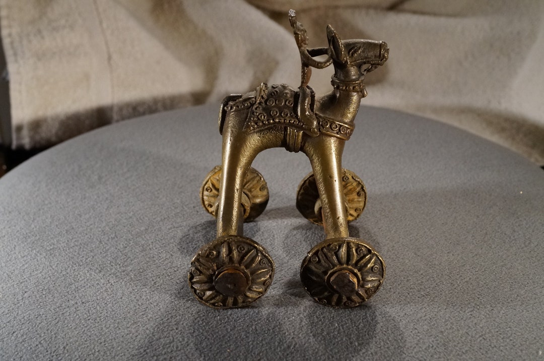 Antique Vintage Africantribal Temple Camel Rider Statue Figural Wheels ...
