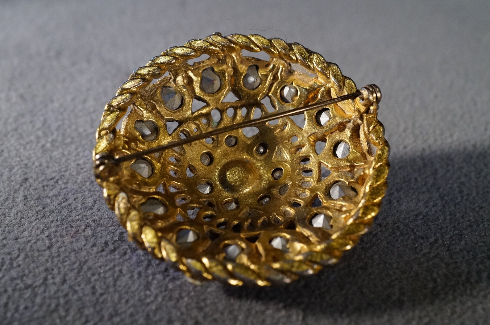 Vintage Yellow Gold Tone Pin Brooch Round Domeed Setting Multi | Etsy