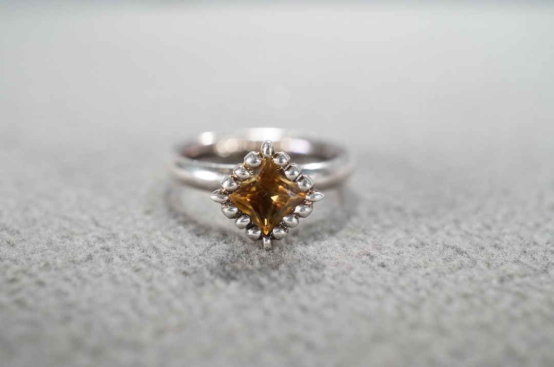 Vintage Wedding Band Stacker Design Ring Sterling Silver Square Prong ...