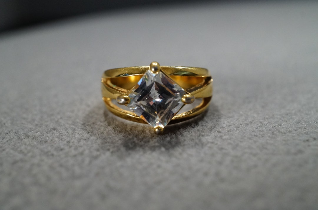 Vintage Wedding Band Stacker Design Ring Sterling Silver Yellow Gold ...