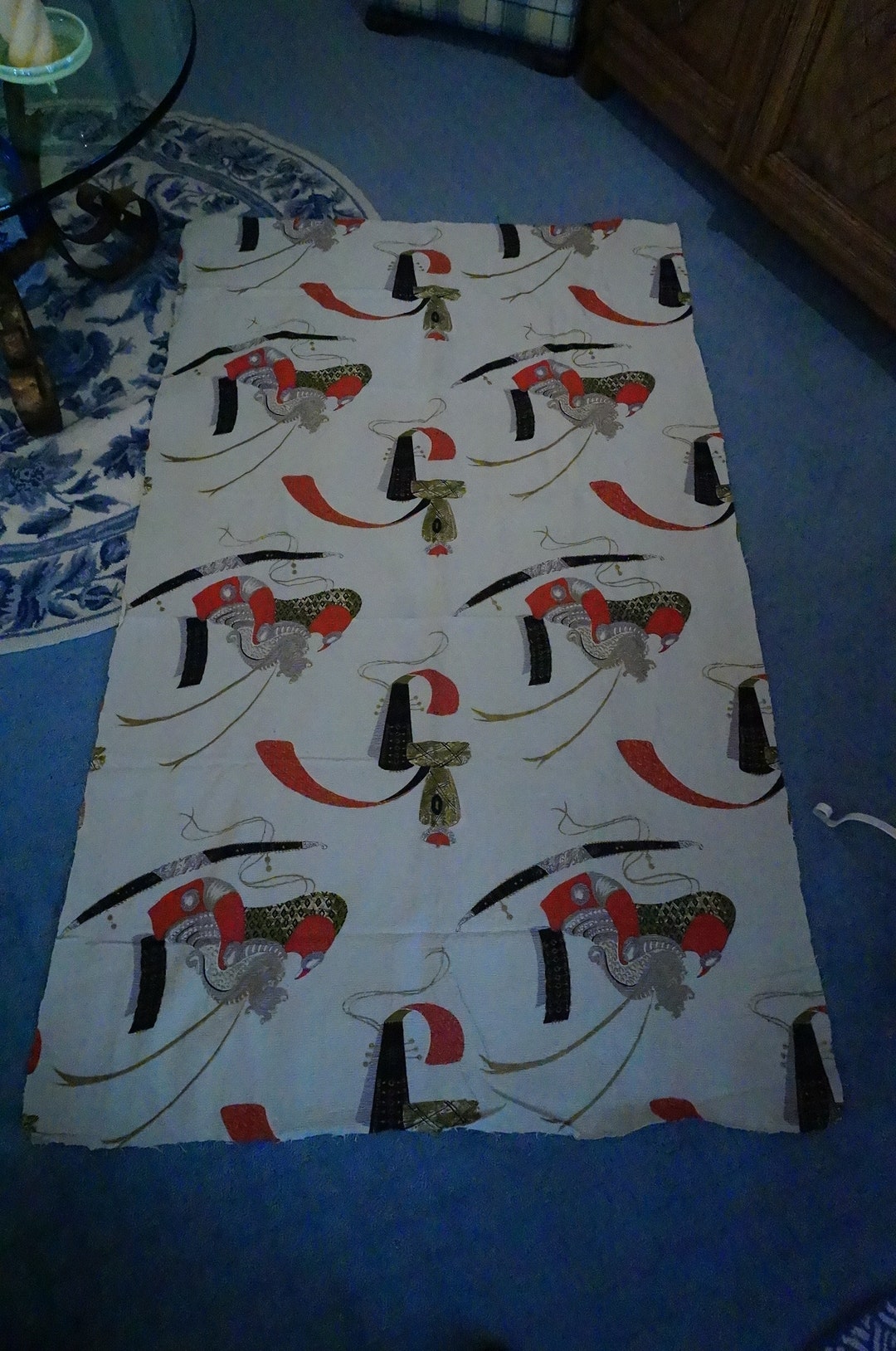 Antique Vintage Barkcloth Fabric Panel Cotton Mid Century Modern ...