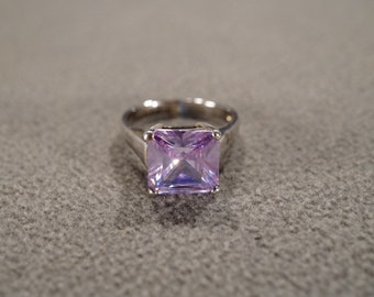 Vintage Sterling Silver Stacker Design Ring Oval Prong Set Amethyst ...