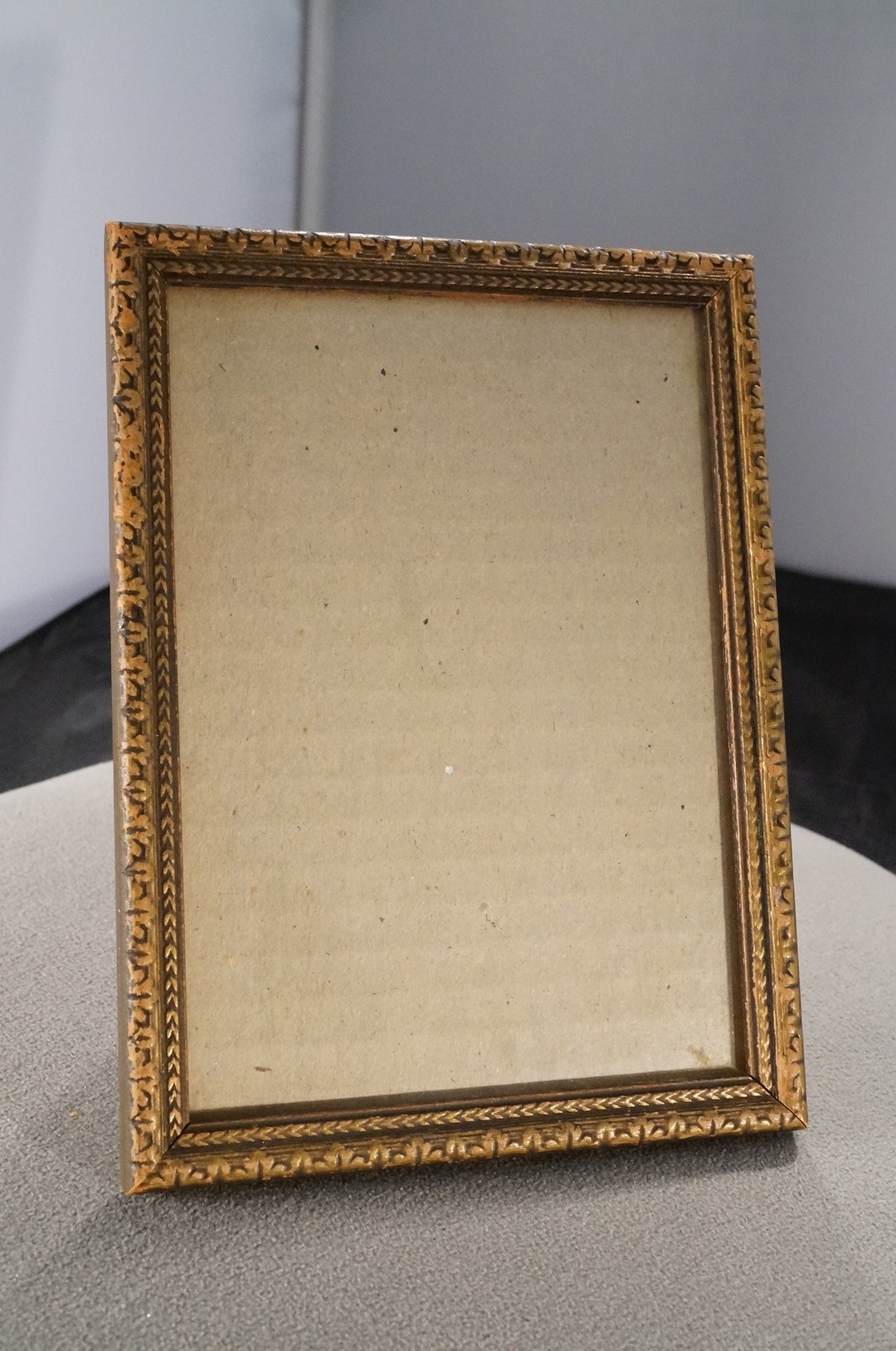 Antique Vintage Rectangle Picture Frame Yellow Gold Tone Painted Wood ...