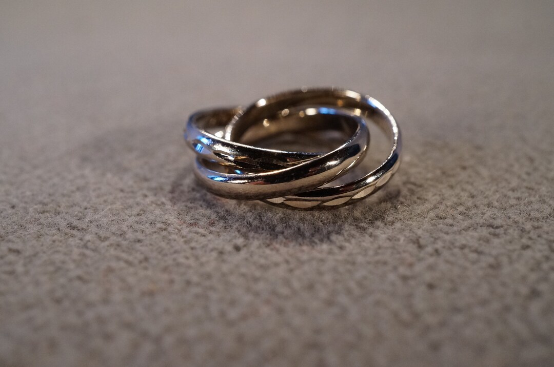 Vintage Wedding Band Stacker Design Ring Sterling Silver 3 Interlocking ...