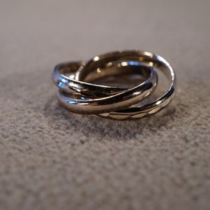 Vintage Wedding Band Stacker Design Ring Sterling Silver 3 Interlocking ...