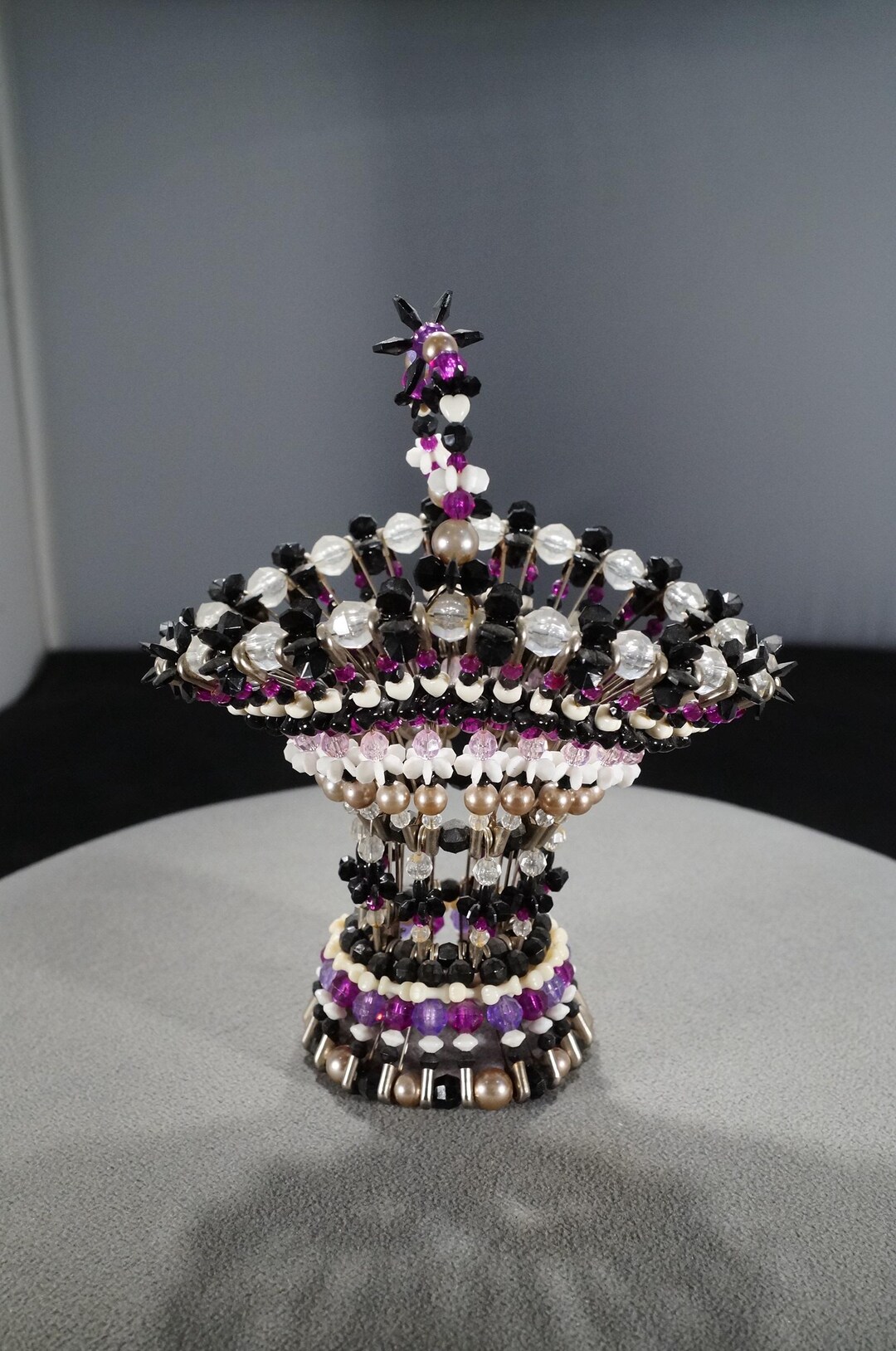 Antique Vintage Bead Safety Pin Basket Hand Made Multi Shaped Plastic ...