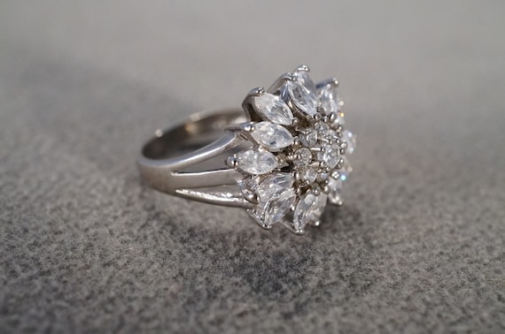 Vintage Wedding Band Stacker Design Ring Sterling Sil… - Gem