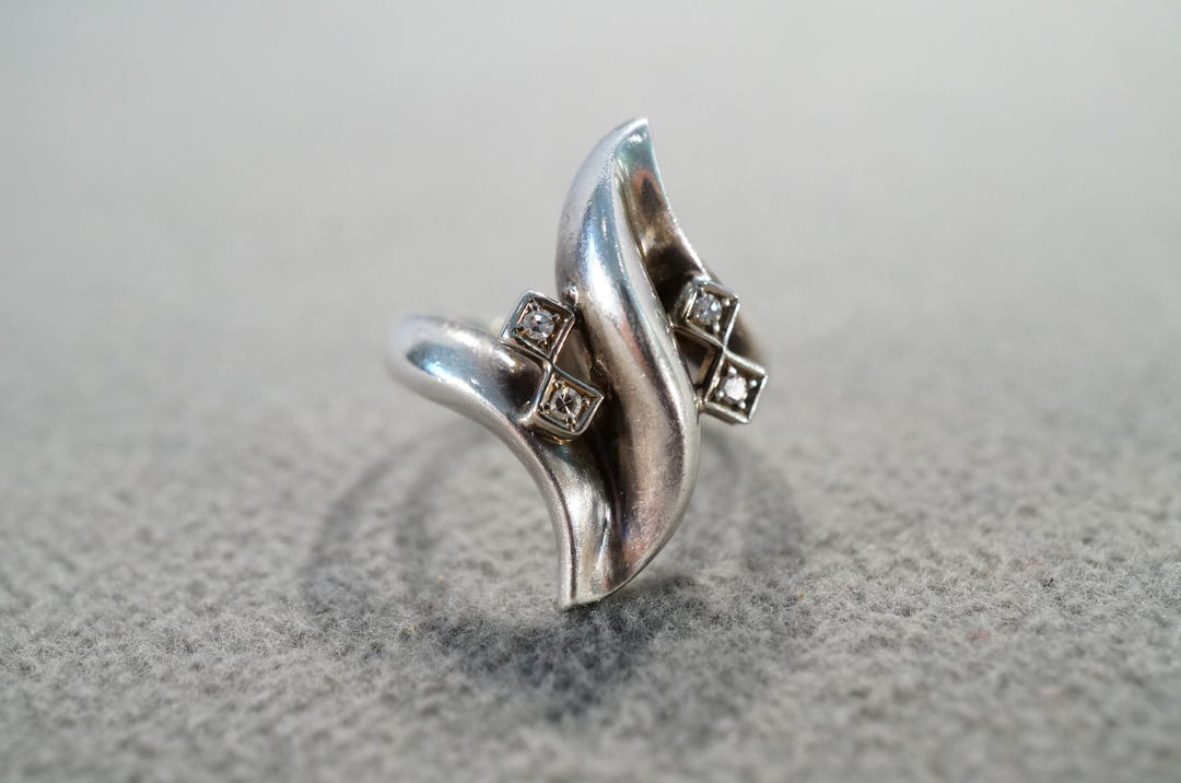 Vintage Wedding Band Stacker Design Ring Sterling Silver 4 Round ...