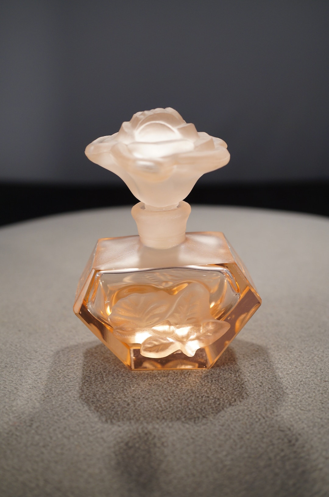 Antique Vintage Perfume Bottle Stopper Dauber Frosted Pink Glass ...