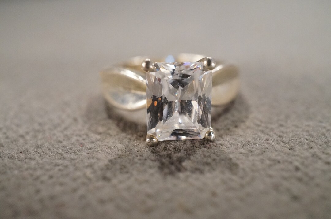 Vintage Wedding Band Stacker Design Ring Sterling Silver Rectangle ...