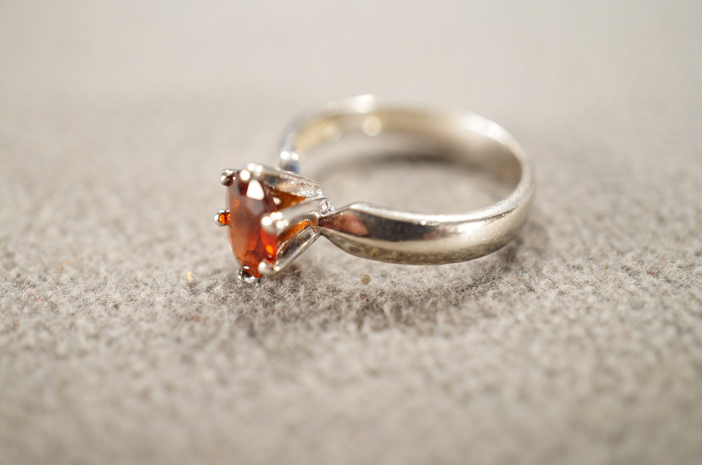 Vintage Wedding Band Stacker Design Ring Sterling Silver Oval Prong Set ...