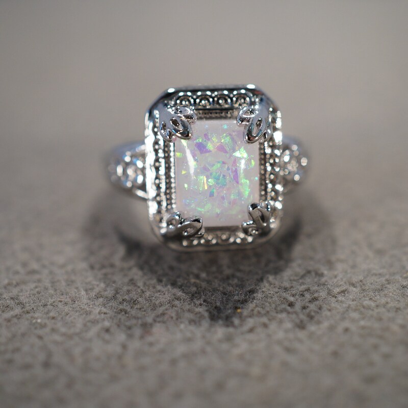 Rectangle Opal Ring - Etsy