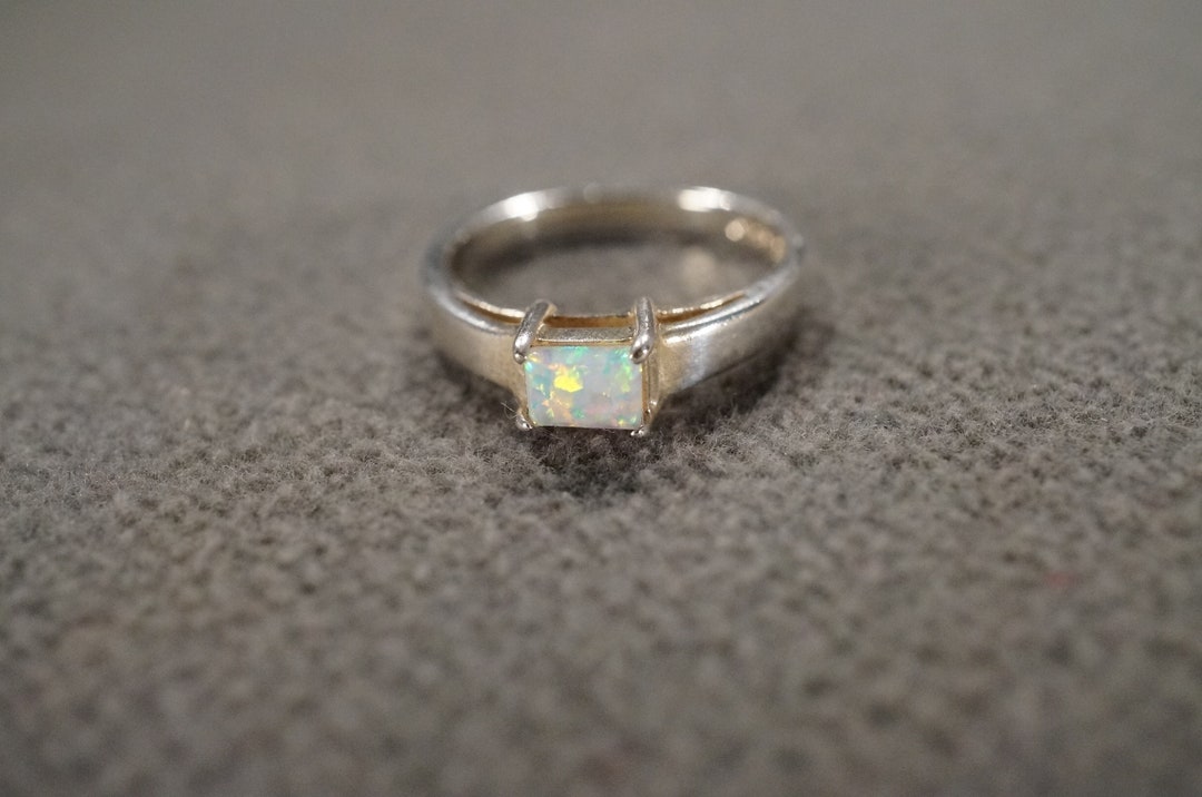 Vintage Wedding Band Stacker Design Ring Sterling Silver Rectangle ...